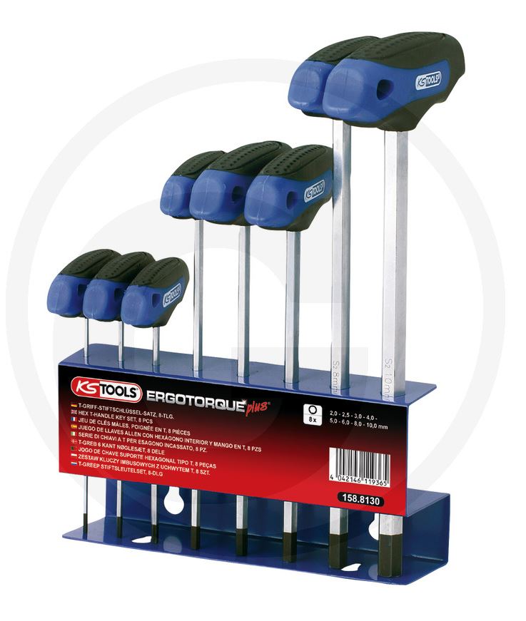 KS Tools ERGOTORQUE+T-Griff-Stiftschlüssel Satz Inbus, 8-teilig ...